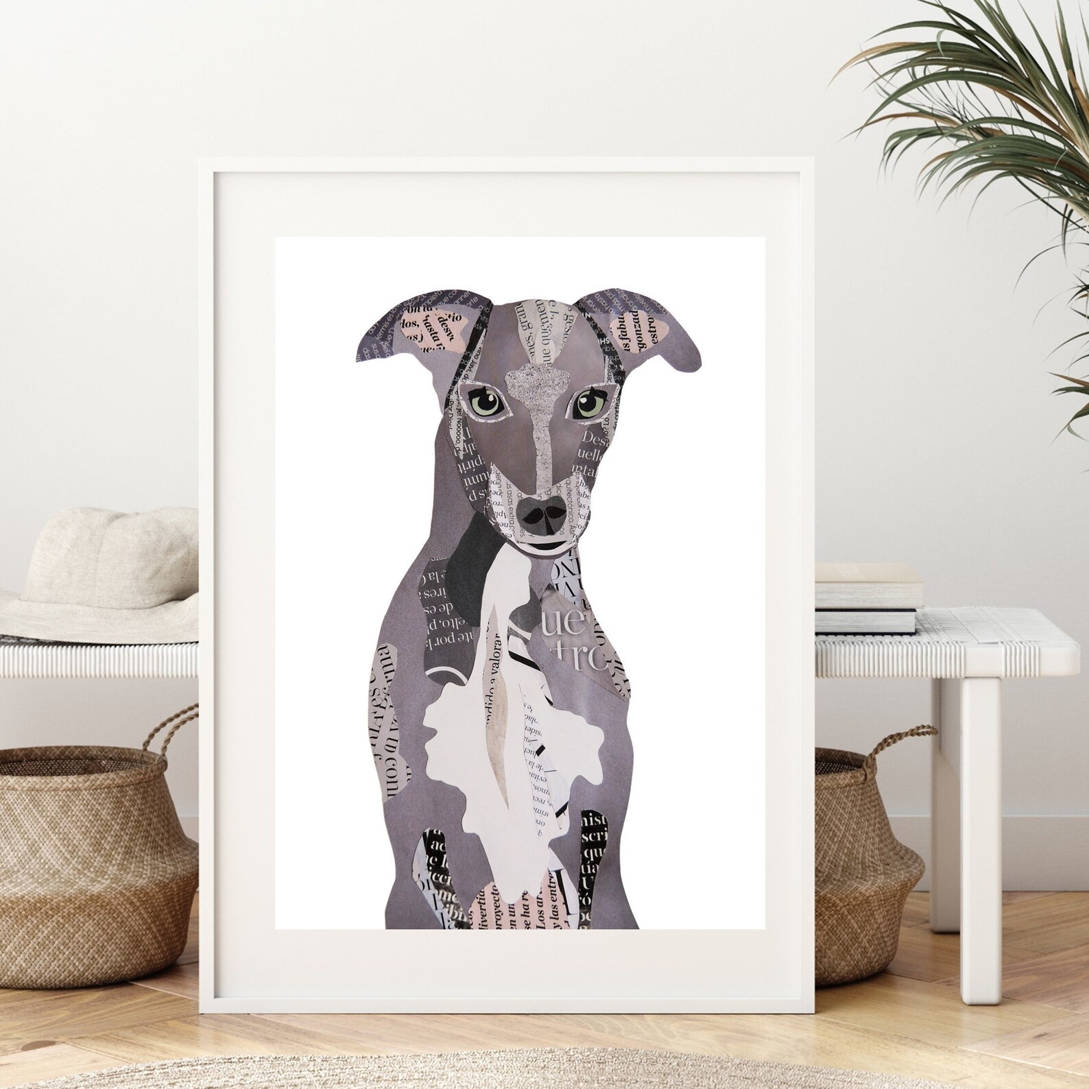 Greyhound Art, Dog Aesthetic Wall Art Collage, Dog Portrait Print Decor ...