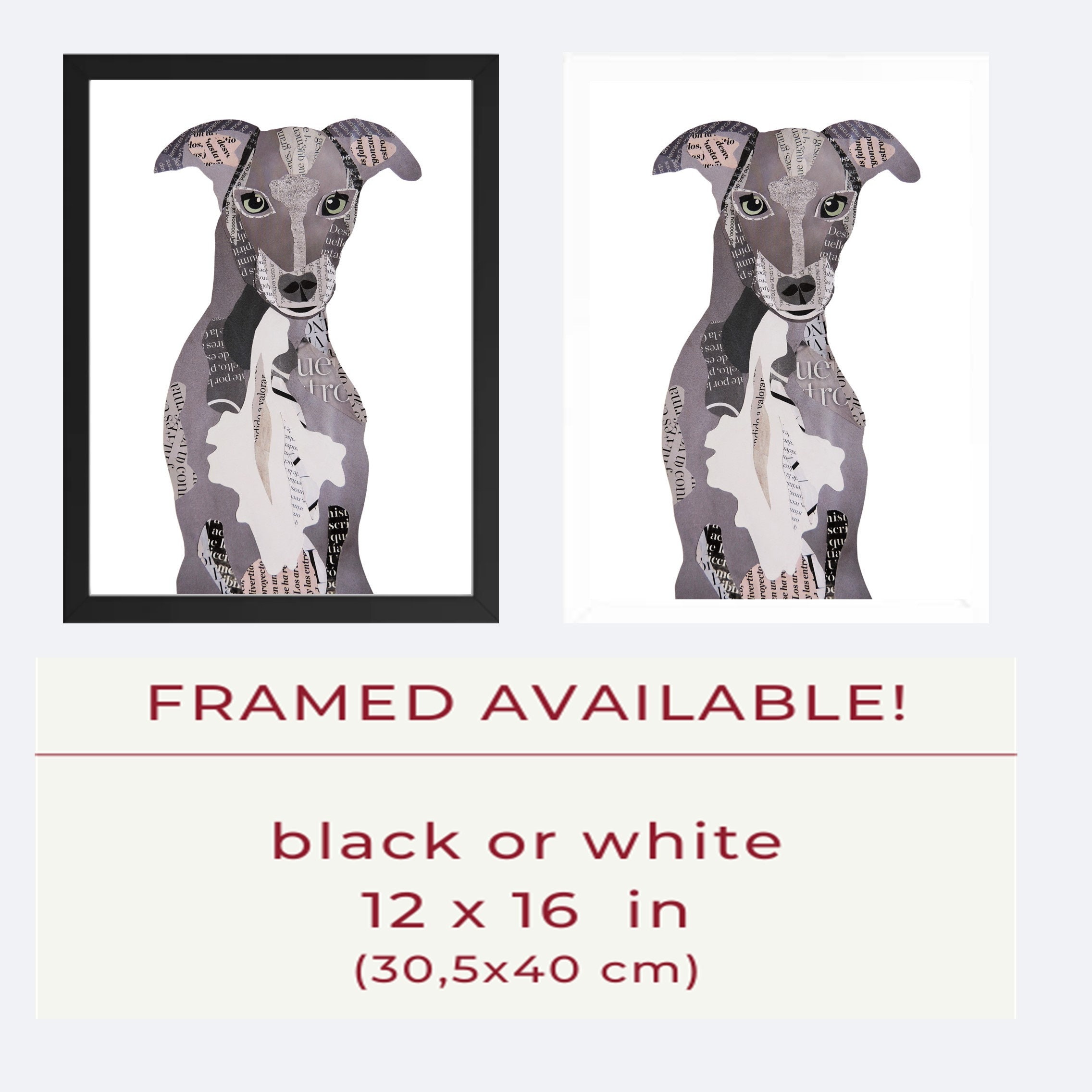 Greyhound Art, Dog Aesthetic Wall Art Collage, Dog Portrait Print Decor ...