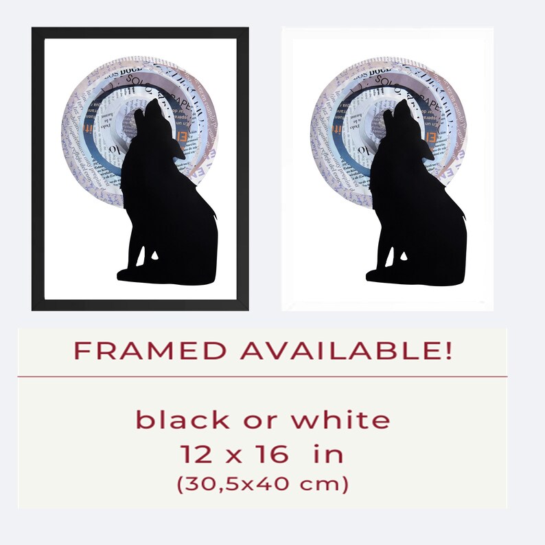Wolf Howling at Moon Art Print: Bohemian Collage Wall Decor - Etsy