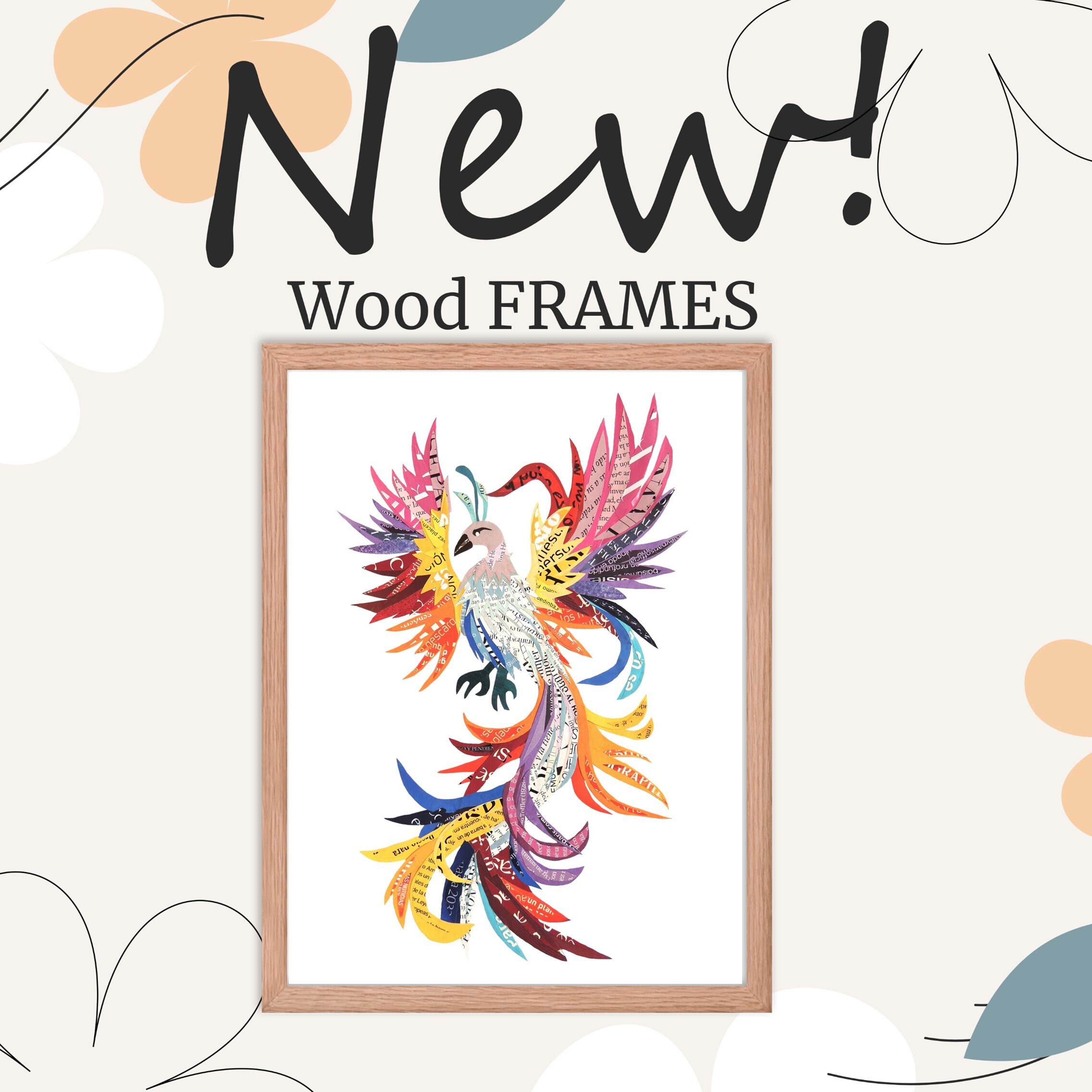 Phoenix Bird, Dragon Fantasy Art Print From Unique Collage Artwork ...