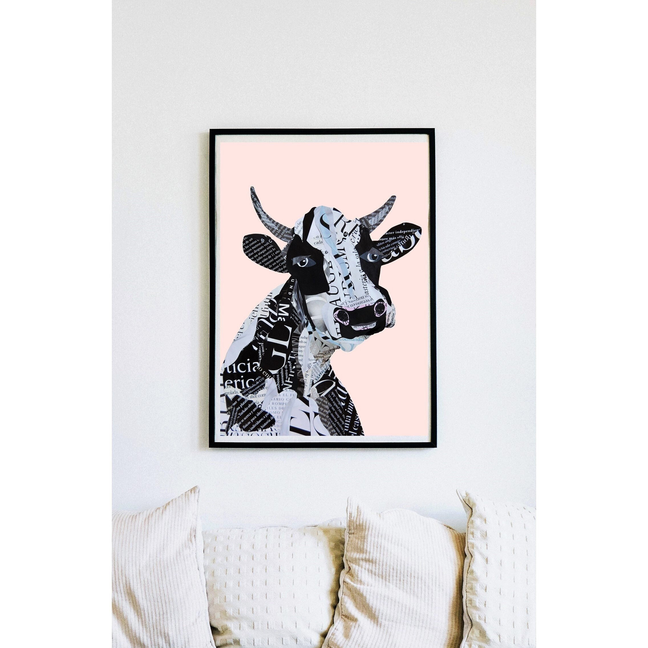 Cow Print for a Modern Farmhouse Decor, Pink Cow Wall Art From Original ...