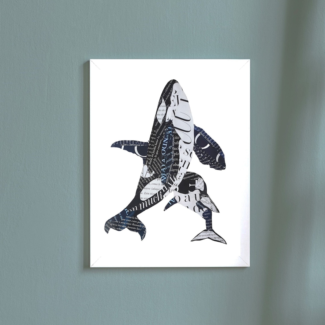 Orca Whale Print, Ocean Wall Art From Unique Collage Artwork, Orca With ...