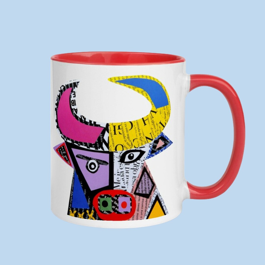 Cubism Bull Art Mug: Mid-century Modern Collage Coffee Cup - Etsy UK