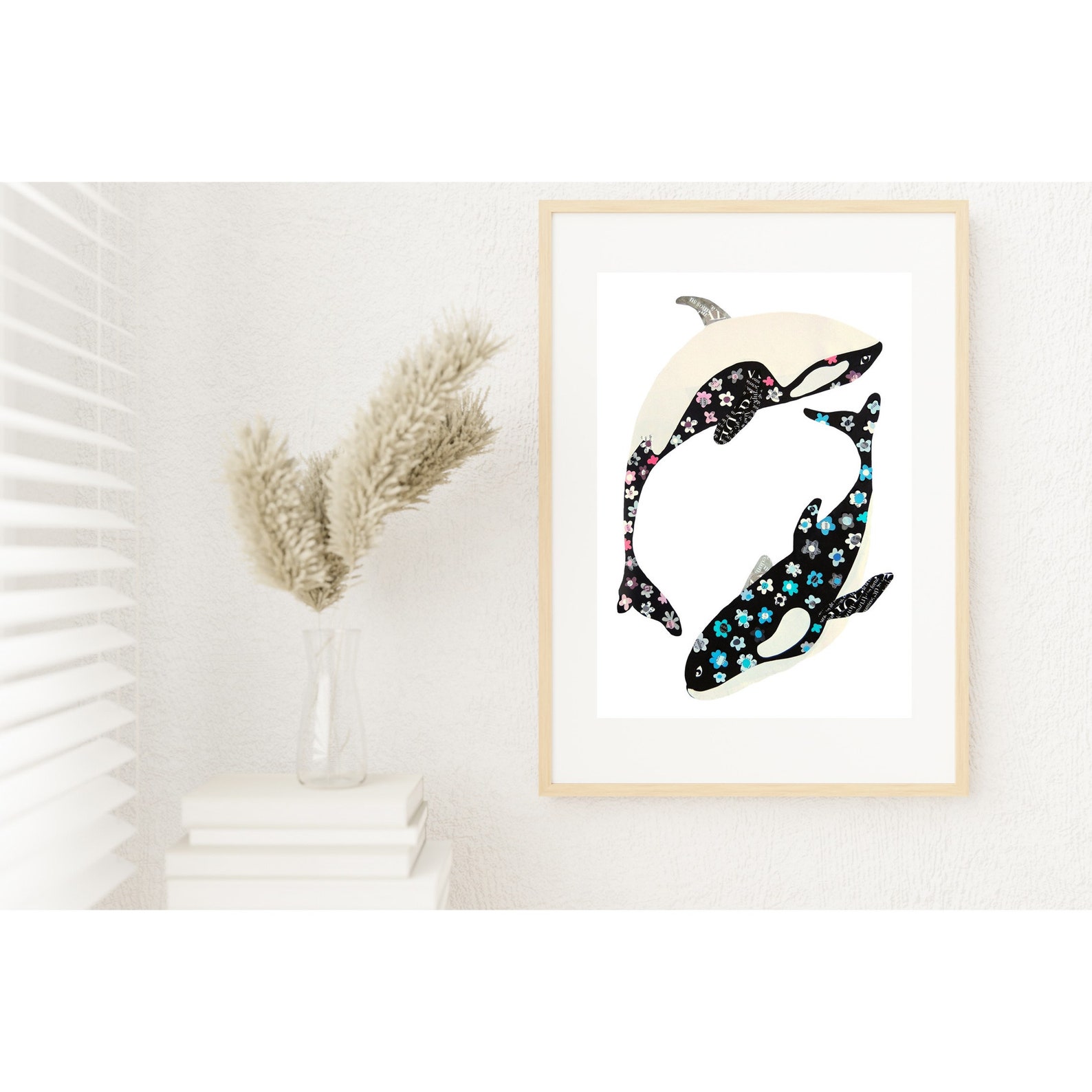 Whale Art for Ocean Decor, Unique Whale Gift From Original Collage ...