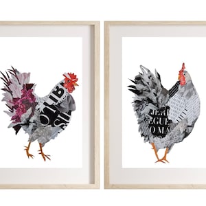 Chicken Art for a Modern Farmhouse Wall Decor, Set of 2 Farm Animals ...