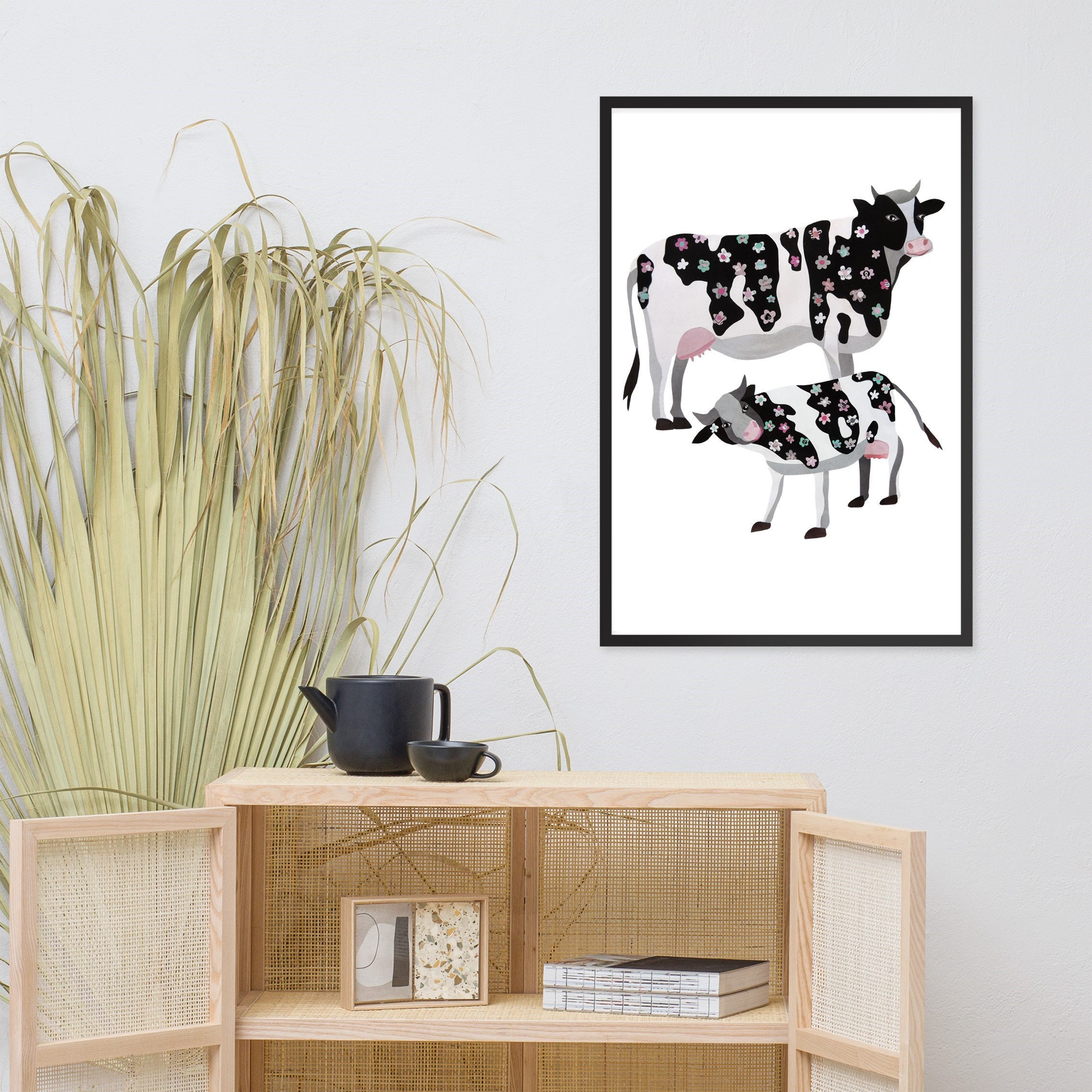 Cow and Calf Print, Cow Wall Art From Unique Collage Design, Farmhouse ...