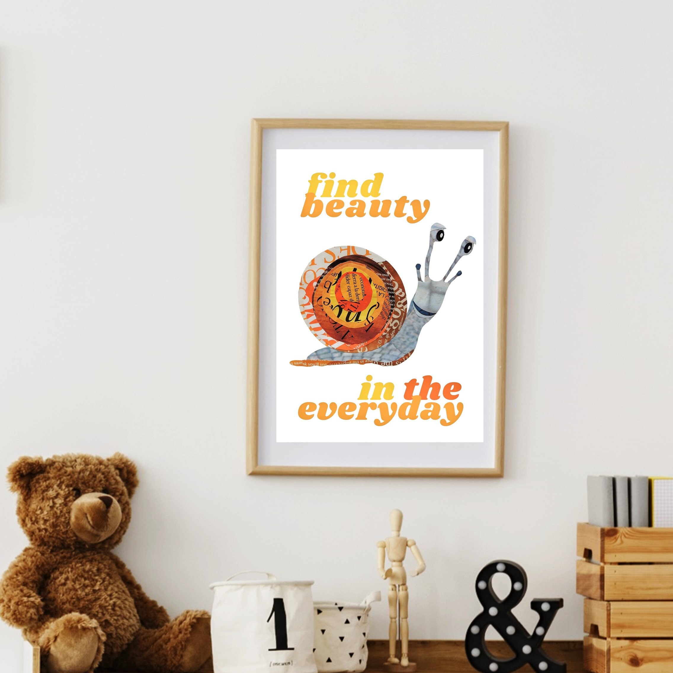 Cute Snail Print, Kids Quotes Wall Art From Collage Artwork ...