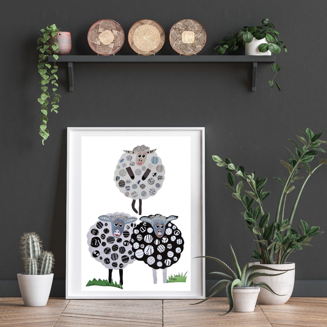 Sheep Art Print, Modern Farmhouse Art, Sheep Decor From Original ...