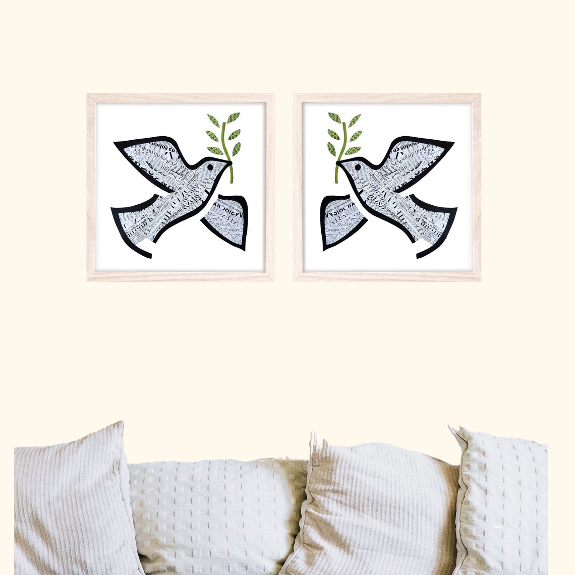 Dove of Peace Art Collage Bird Art Peace Dove With Olive - Etsy