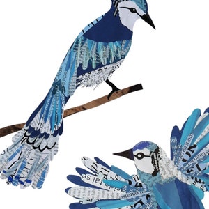 Bluebird Art | Bird Print From Original Collage Artwork | Blue Jay ...