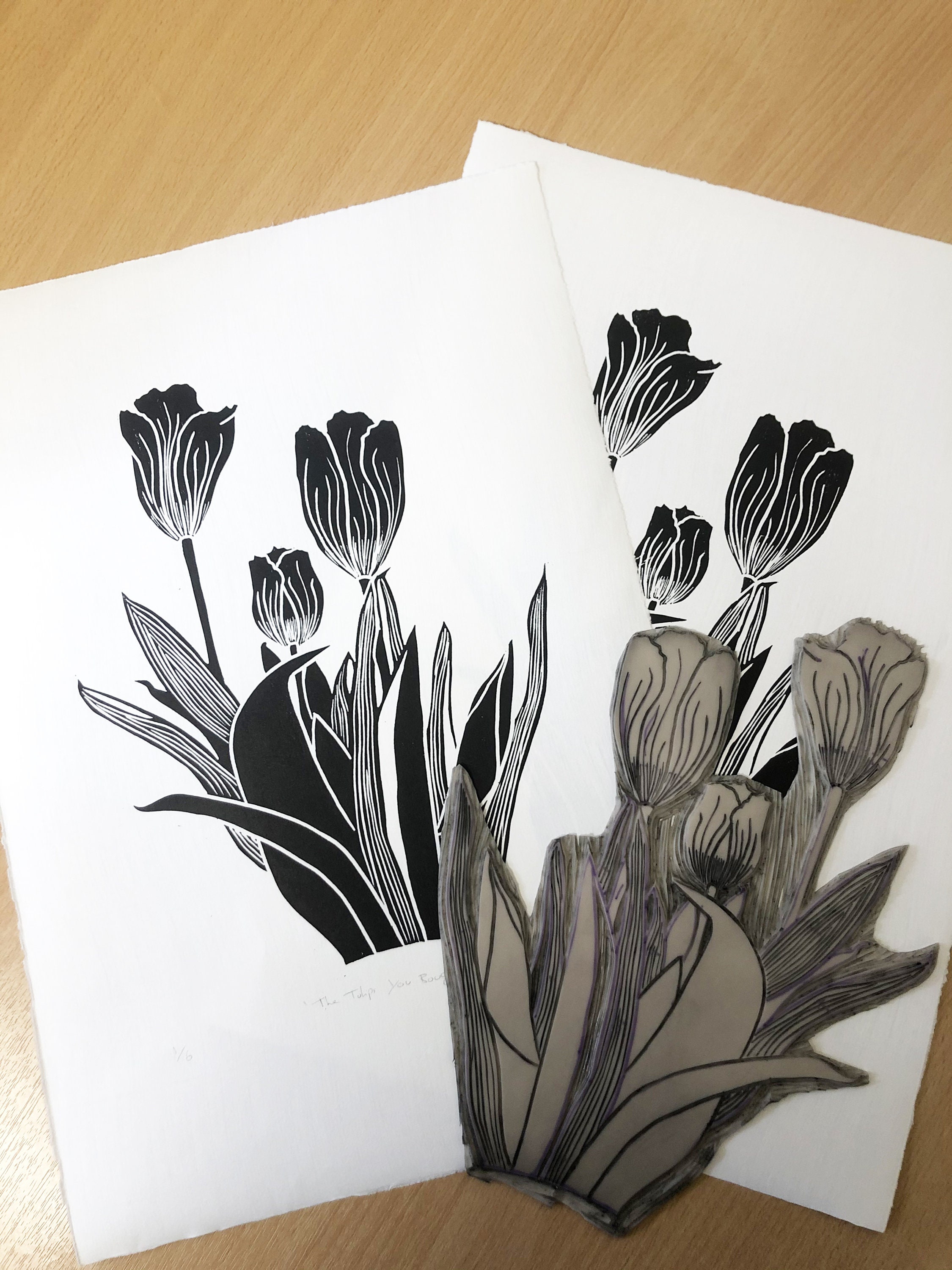 The Tulips You Bought Me Nature Lino Print Floral Art Wall Art Plant ...