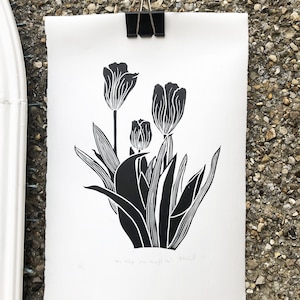 The Tulips You Bought Me - Nature Lino Print - Floral Art - Wall Art ...