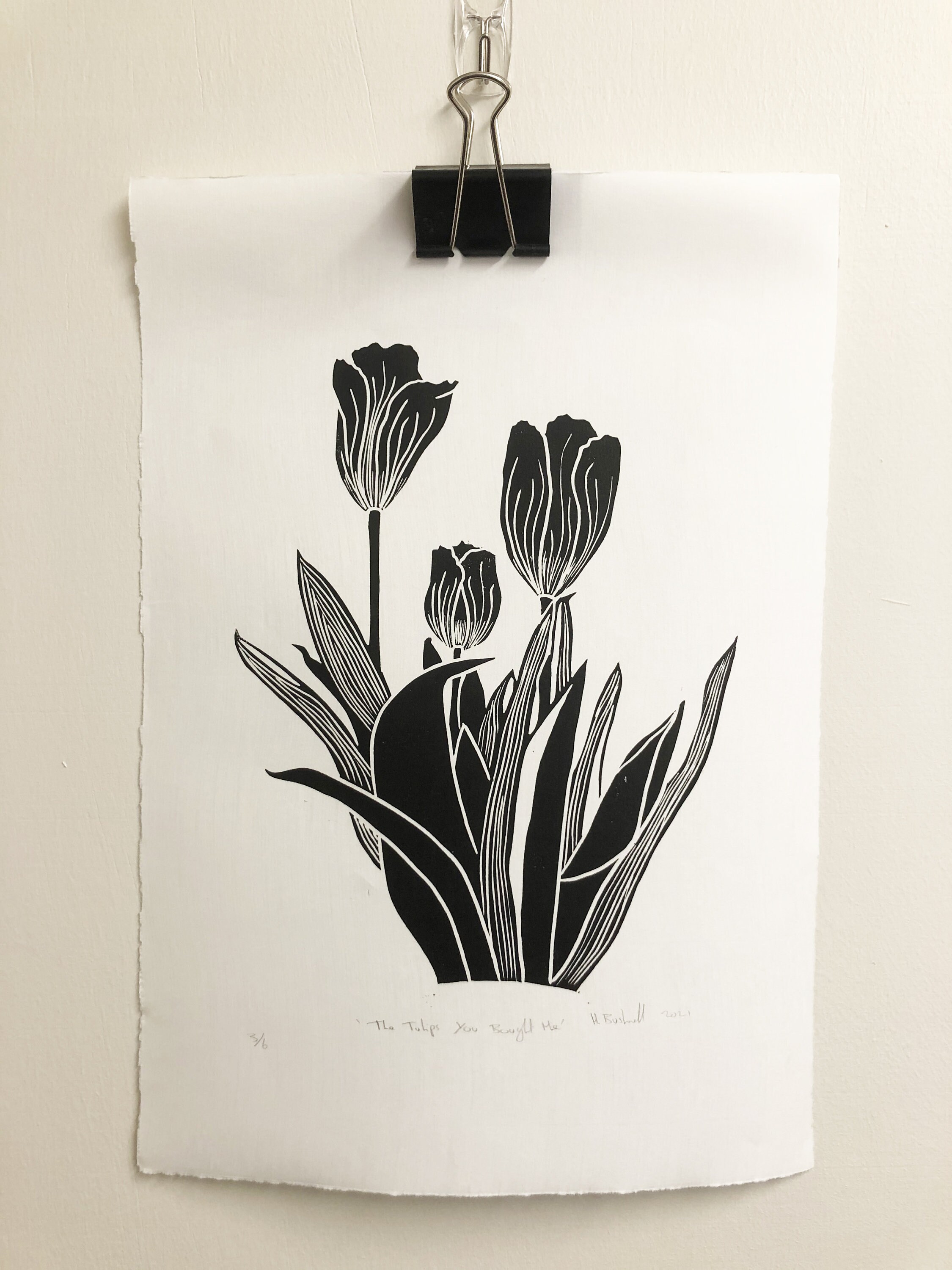 The Tulips You Bought Me Nature Lino Print Floral Art Wall Art Plant ...