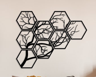 Hexagon Tree Wall Art - Etsy