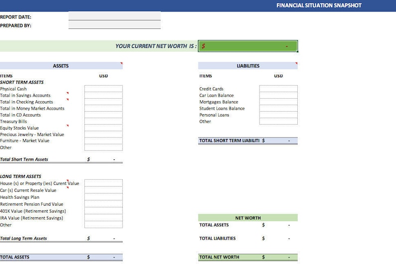 Personal Net Worth and Cash Flow Workbook - Etsy