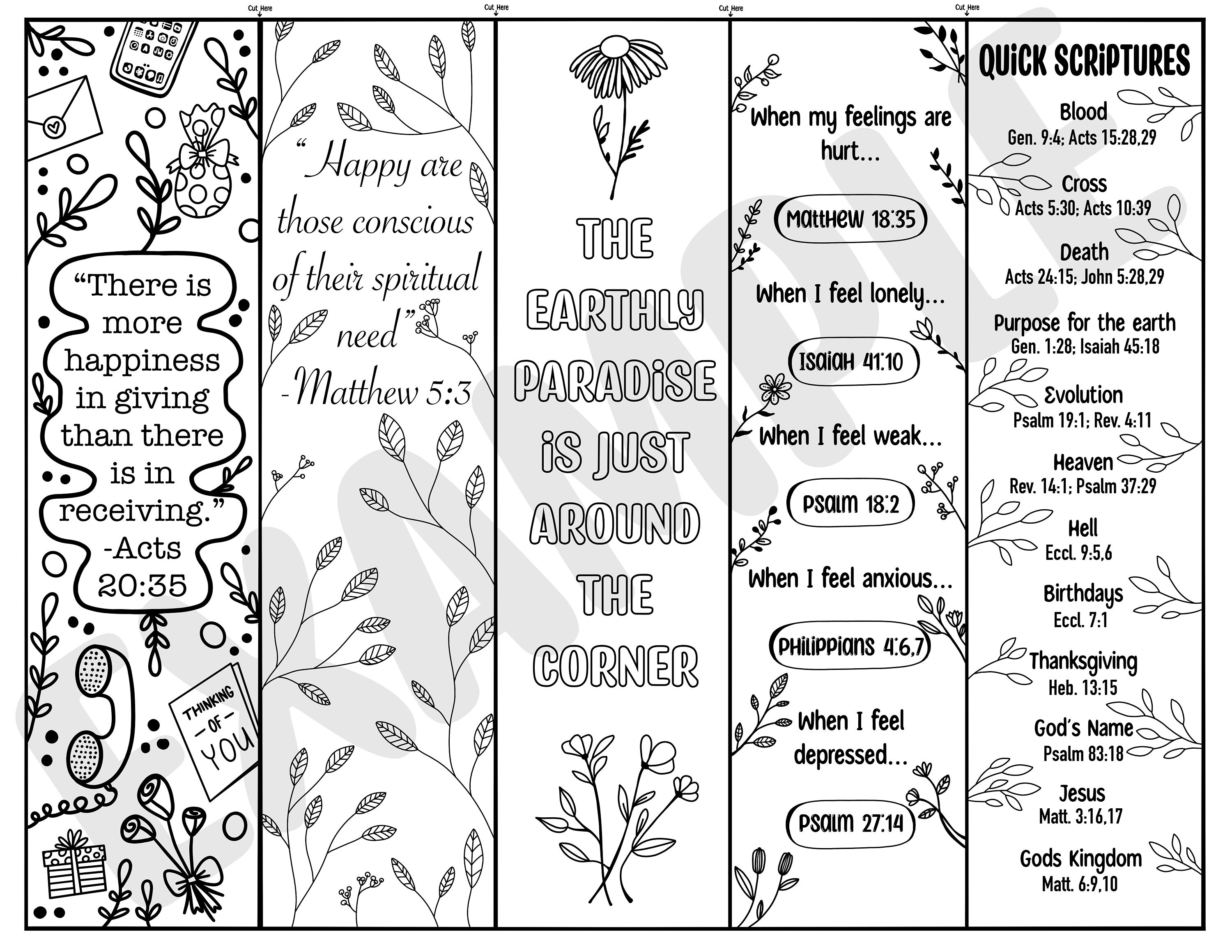 JW Bookmarks Coloring Page, PDF, Jehovah's Witness, Digital Download ...