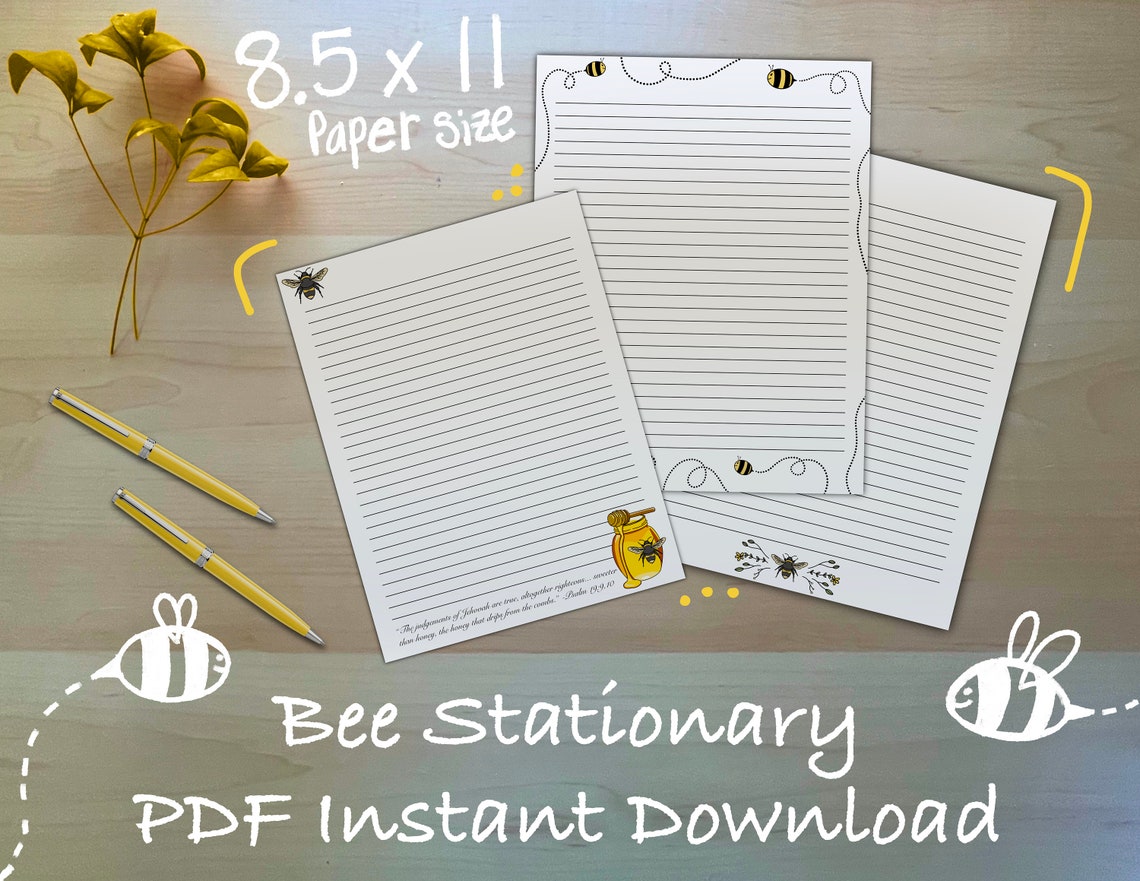 Bee Stationary for JW Jehovah's Witnesses PDF Instant - Etsy