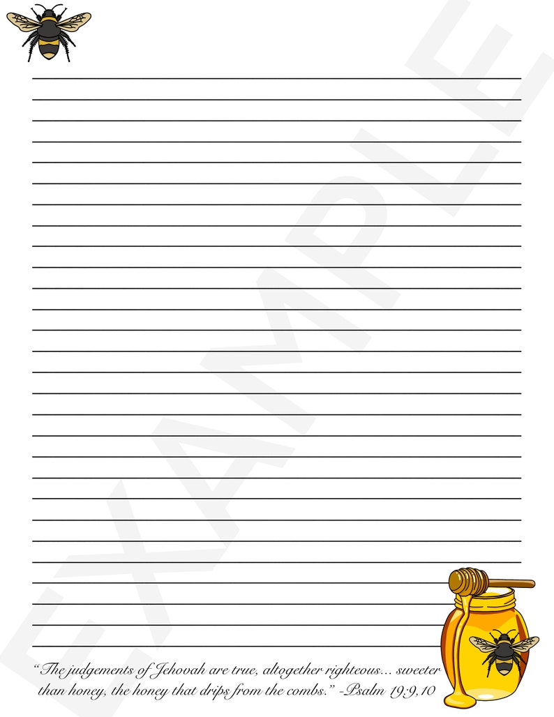 Bee Stationary for JW Jehovah's Witnesses PDF Instant - Etsy