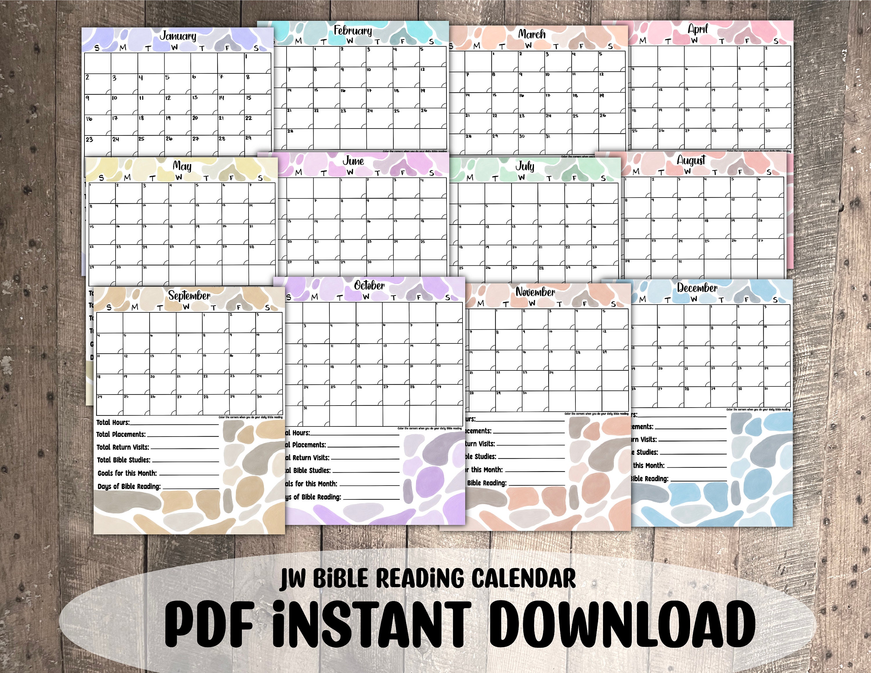 JW Bible Reading Habit Tracker Calendar PDF Download, JW, Jehovah's ...