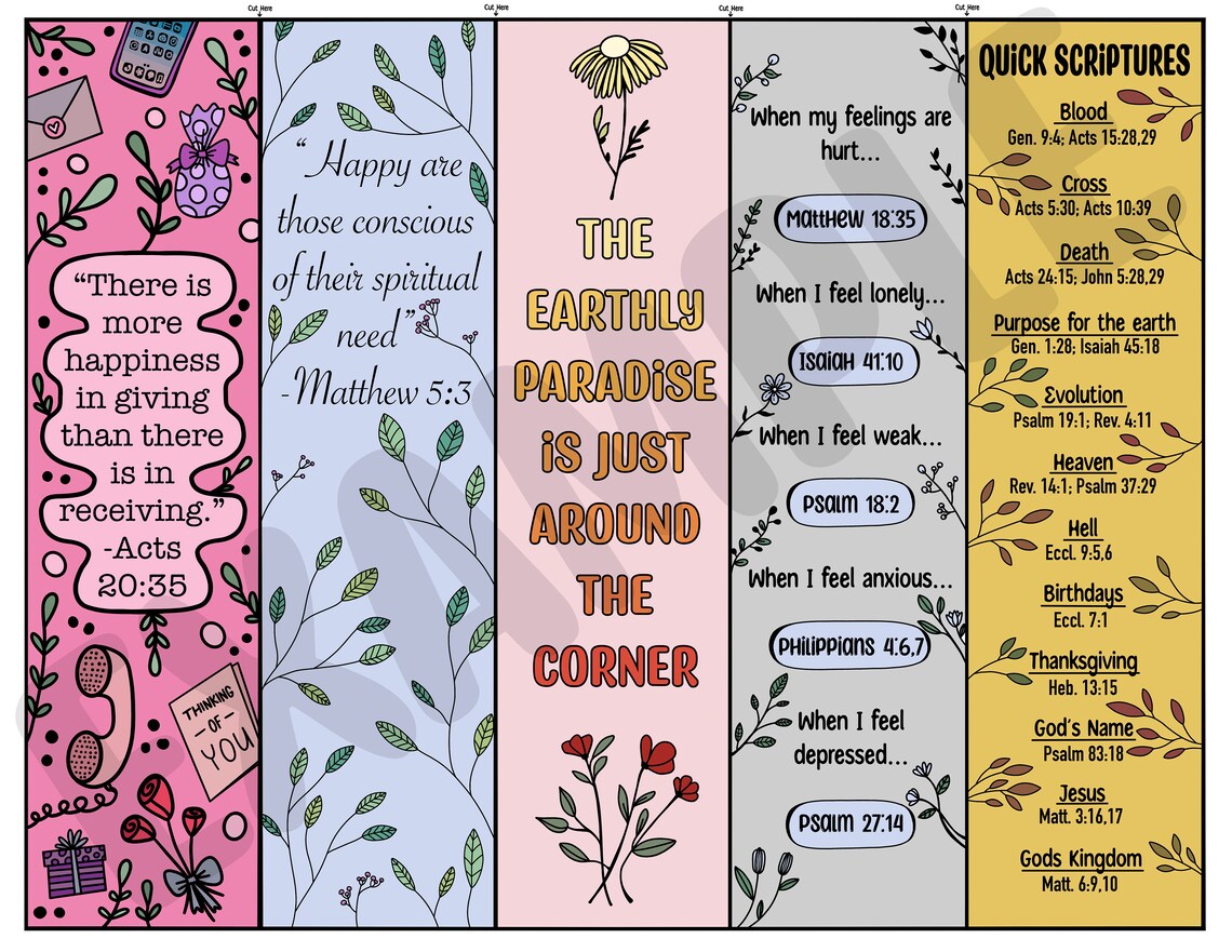 JW Bookmarks Bookmark PDF Jehovah's Witness Digital - Etsy