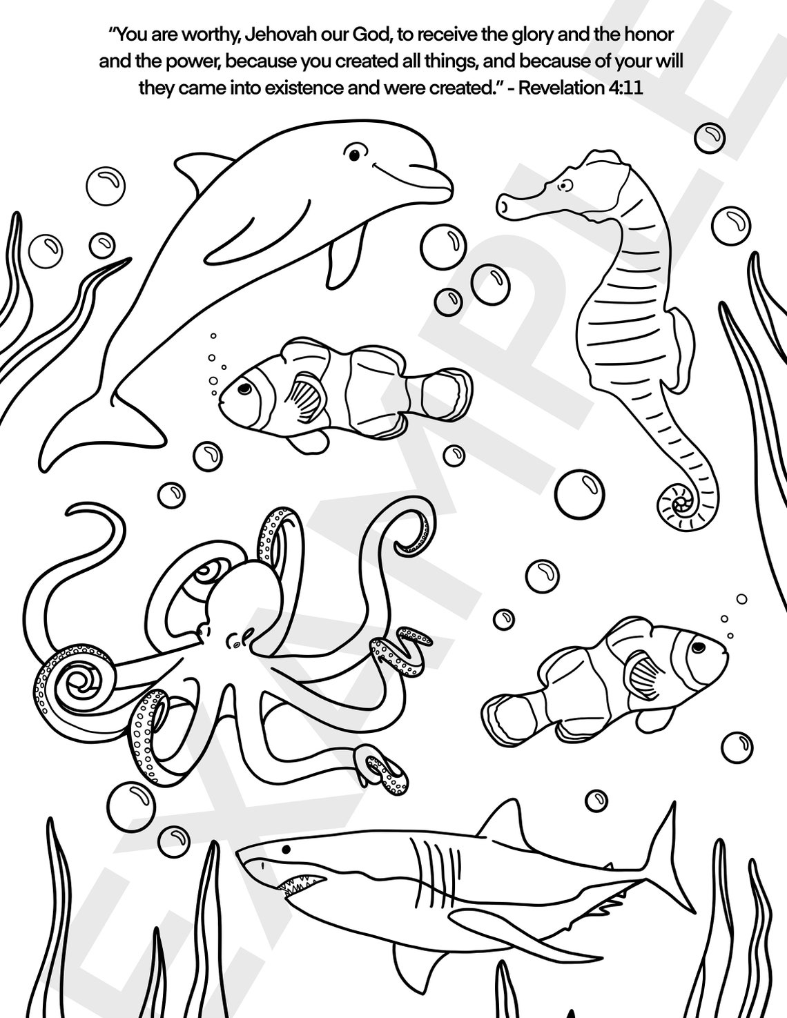 Kids Coloring Pages Revelation 4:11 PDF Jehovah's | Etsy