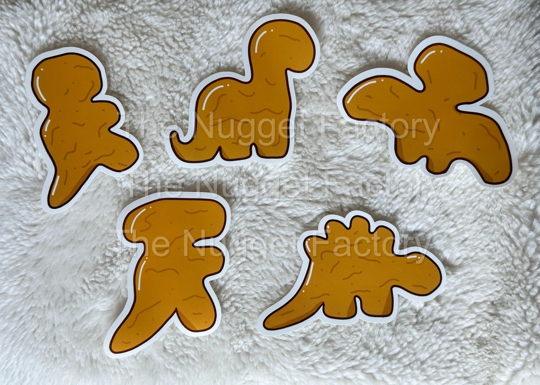 Glossy Dino Nugget Stickers, Water Resistant Dinosaur Chicken Nugget ...