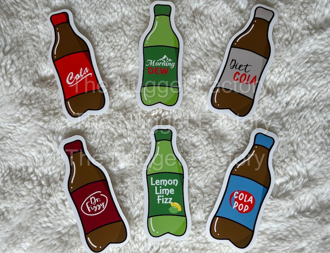 Glossy Soda Pop Stickers, Water Resistant Soft Drink Decals, Vinyl ...