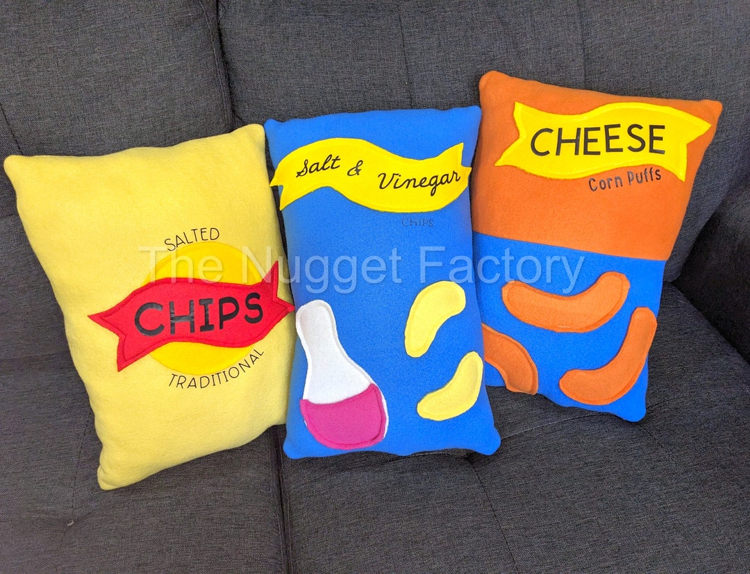 Large Chips Couch Pillow, Potato Chip Plushie, Corn Chip Plush, Cheese ...