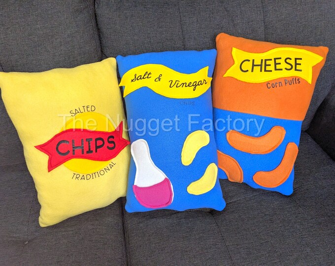 Large Chips Couch Pillow, Potato Chip Plushie, Corn Chip Plush, Cheese ...