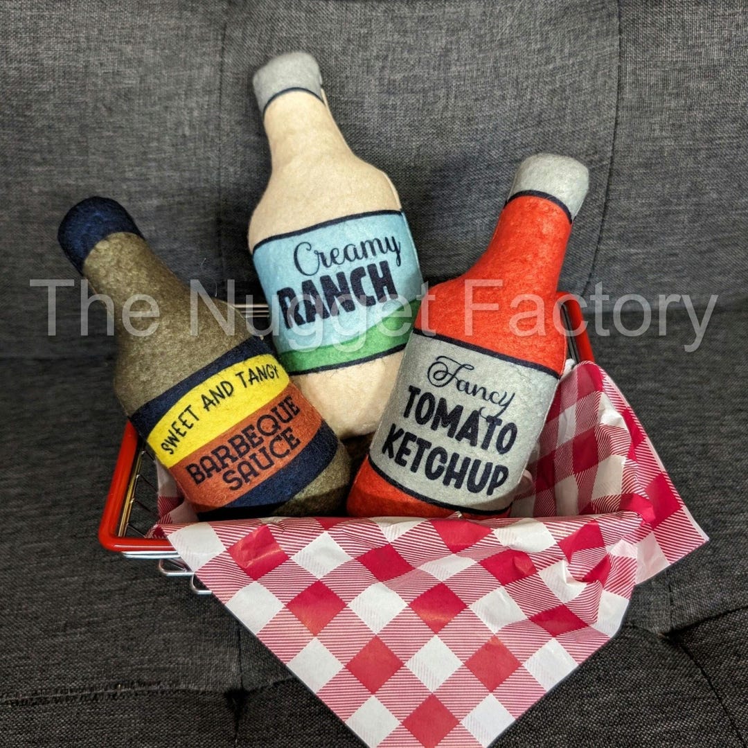 Mini Sauce Plush, Small Ketchup Plushies, Tiny Ranch Stuffy, BBQ Sauce ...
