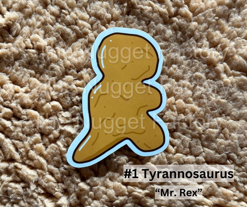 Glossy Dino Nugget Stickers, Water Resistant Dinosaur Chicken Nugget ...
