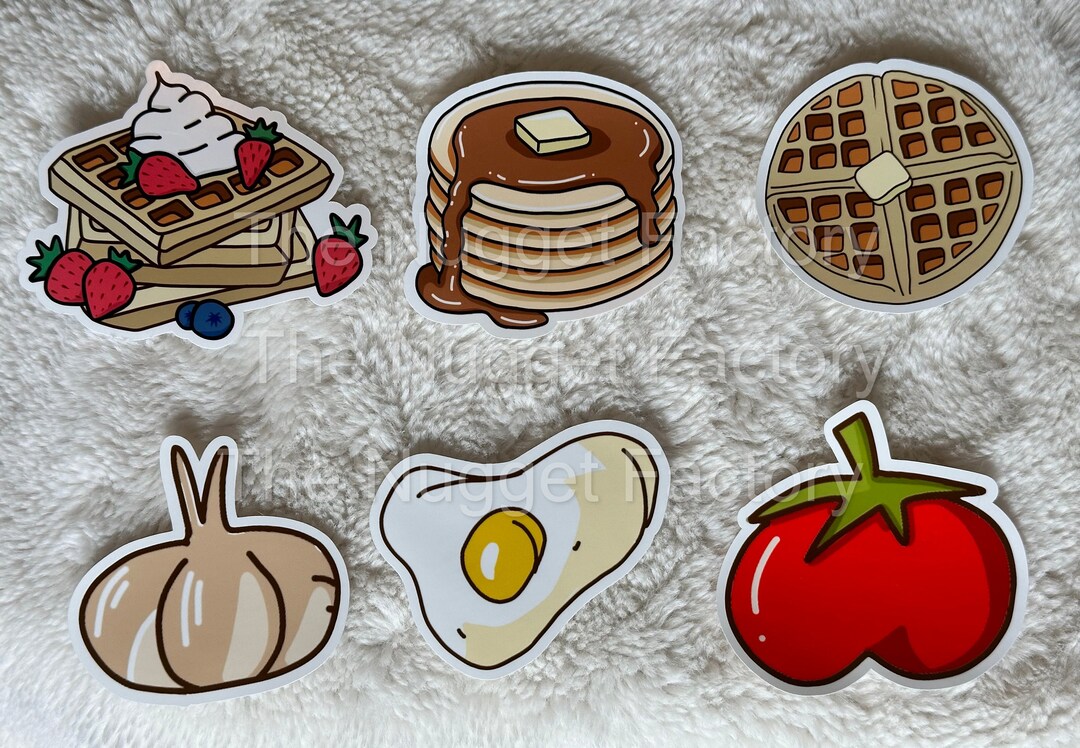 Glossy Breakfast Stickers, Water Resistant Waffle Decals, Vinyl Brunch ...