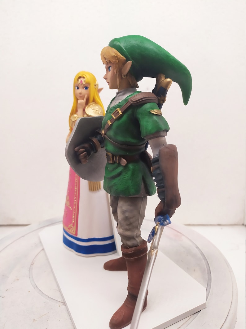 Figurines LINK ZELDA Resin 3D Figure Hand Painted 123mm Art ...