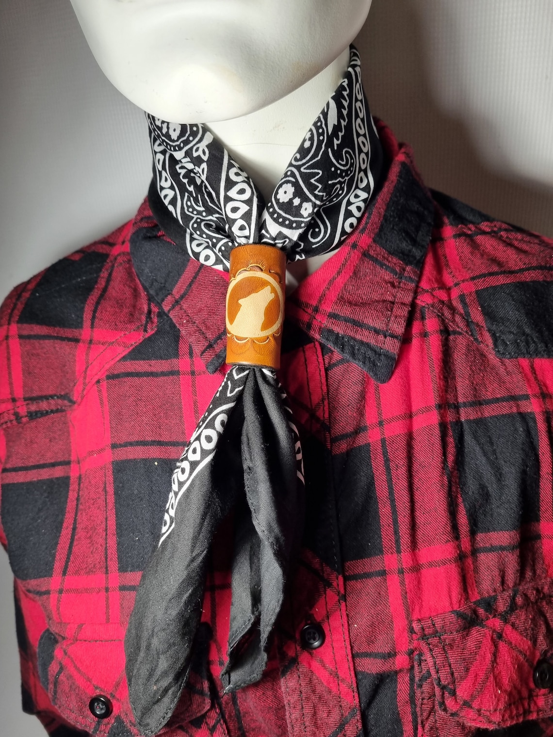 Bandana Ring / Handarbeit / Bandana Leder / Leder Bandana Woggle ...