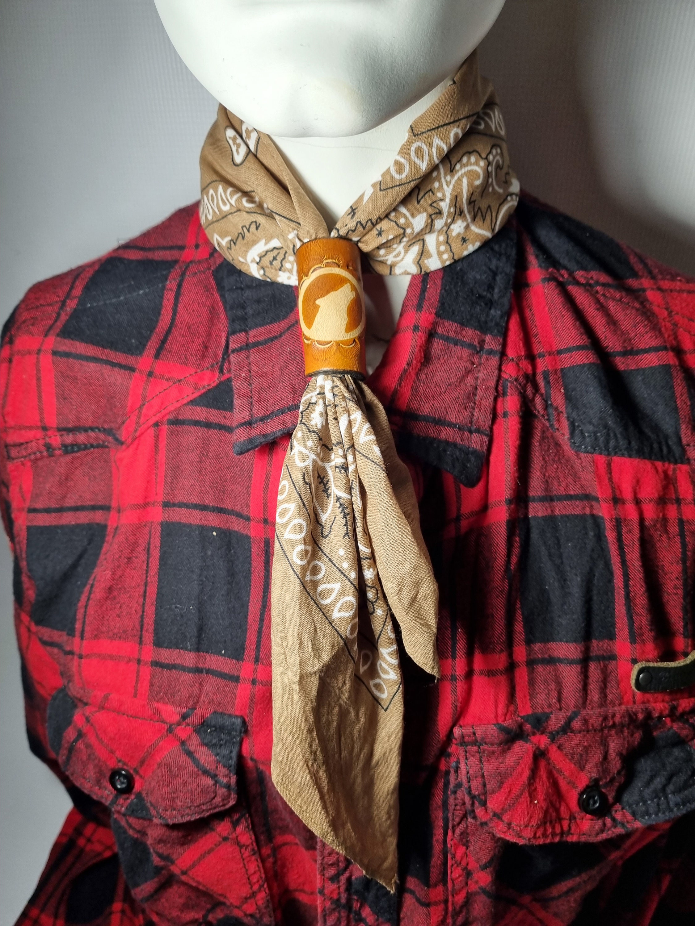 Bandana Ring / Handarbeit / Bandana Leder / Leder Bandana Woggle ...