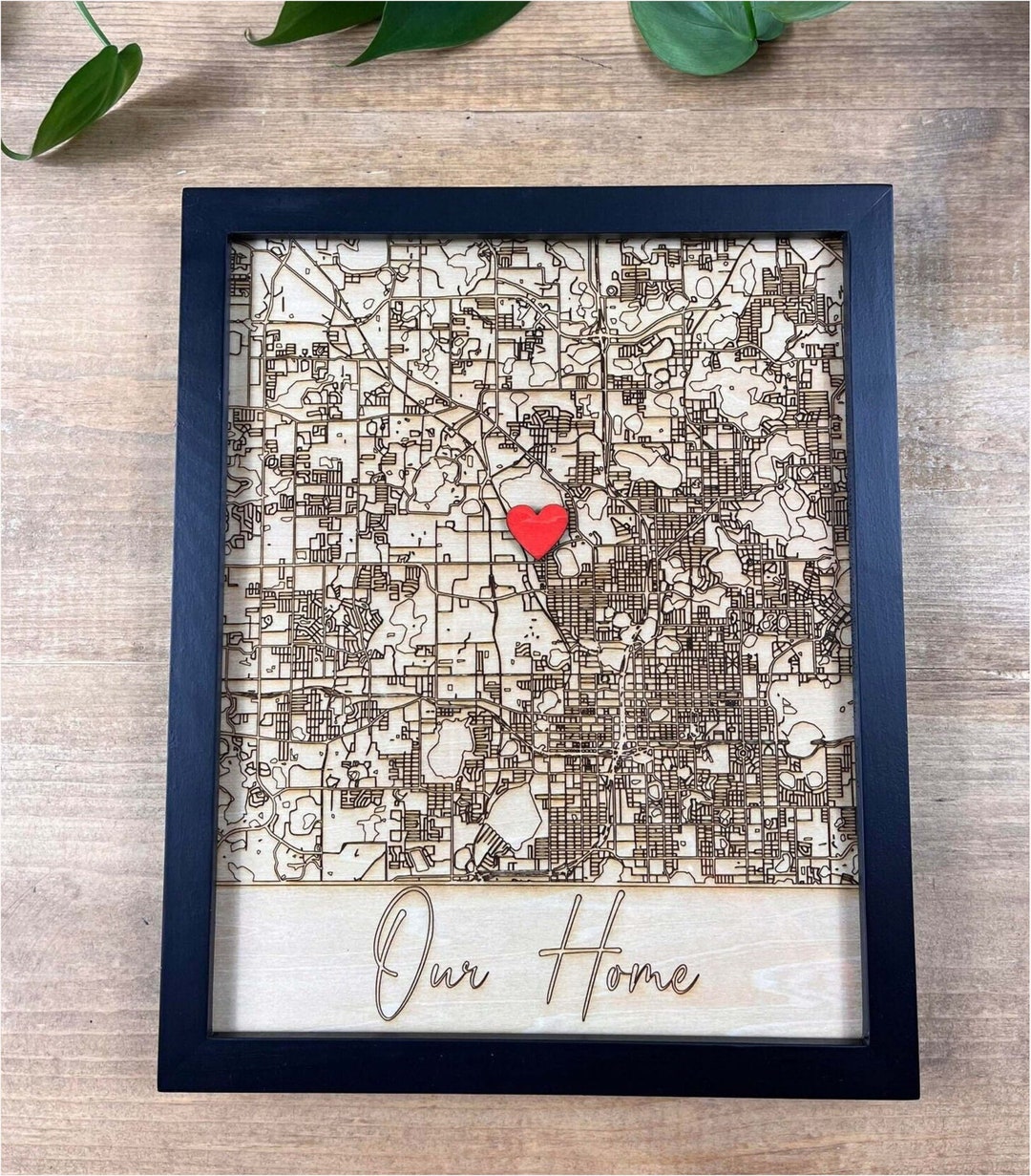 Laser Cut Map,wood Map,custom Map,wall Art Framed,custom Map Gift,laser ...