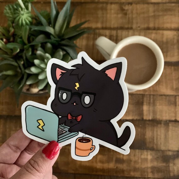 Cute Cat Sticker Vinyl Waterproof Sticker Laptop Stick - Etsy