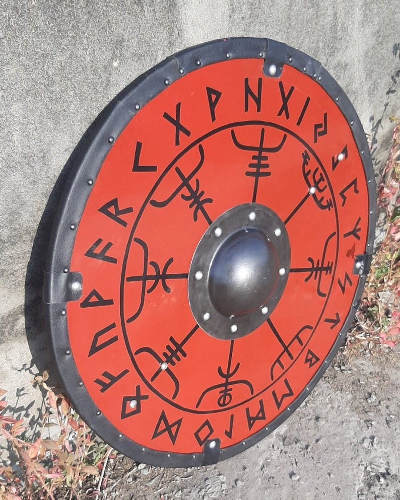 Medieval Warrior Wood & Steel Round Shield Armor Templar Shield 24 Inch ...