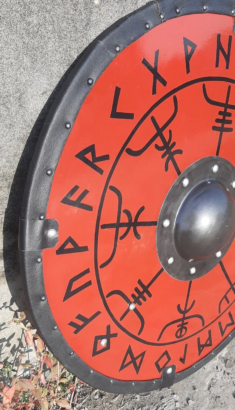 Medieval Warrior Wood & Steel Round Shield Armor Templar Shield 24 Inch ...