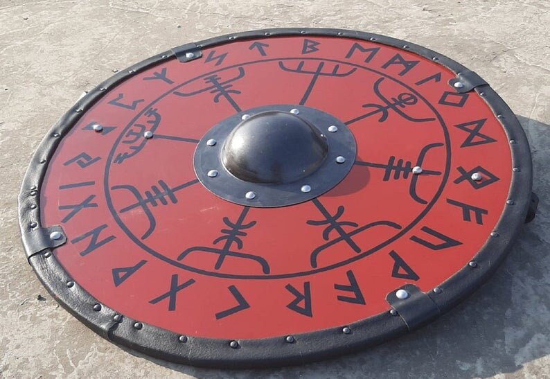 Medieval Warrior Wood & Steel Round Shield Armor Templar Shield 24 Inch ...