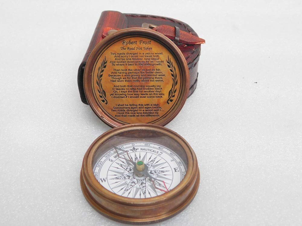 Solid Brass Compass Fully Functional Compass With Leather Case Antique ...