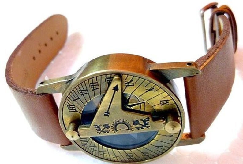 Handmade Brass Compass Sundial Wrist Watch Antique Style Steampunk ...