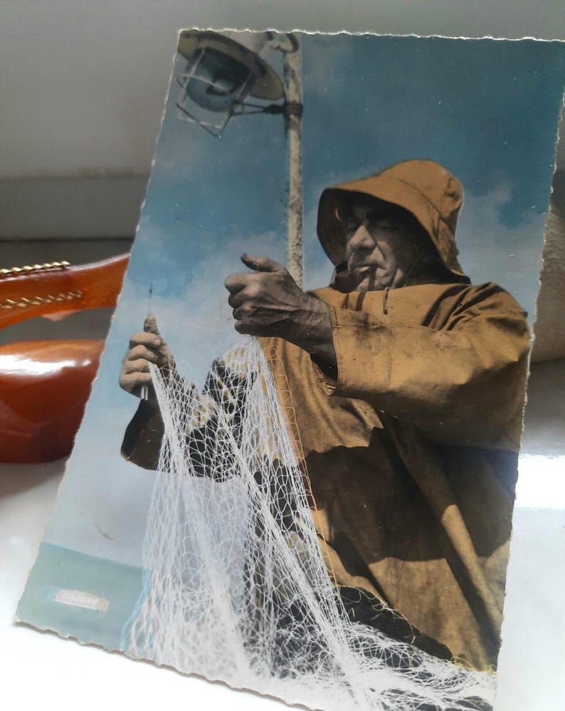 Vintage Real Postcard of France Fisherman 1970s Coastal Folklore in ...