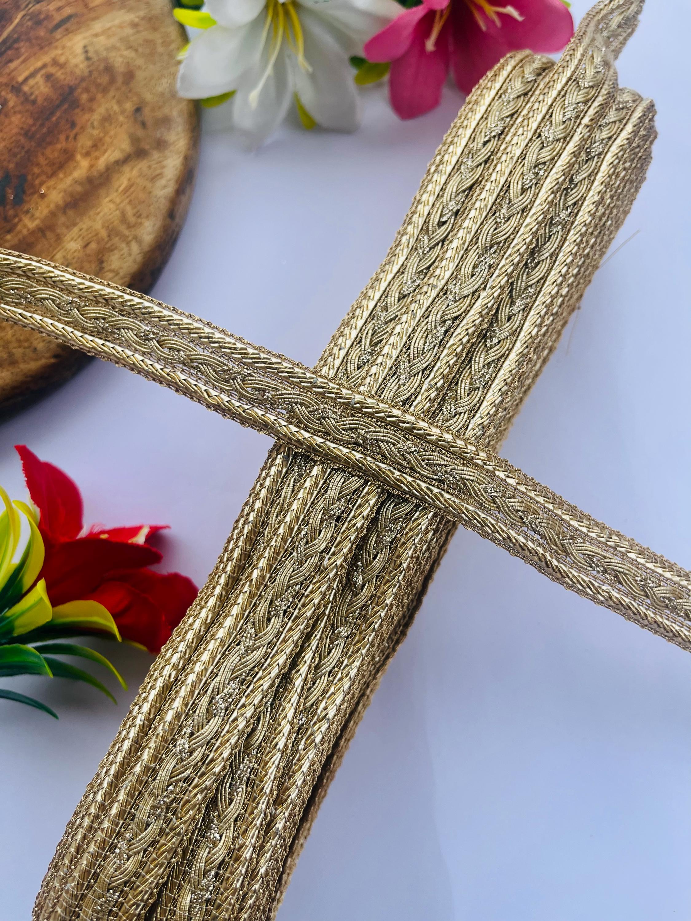 Elegant Gold Thin Trim – 1.5 Cm Wide for Sewing & DIY Projects, 1 Yard ...