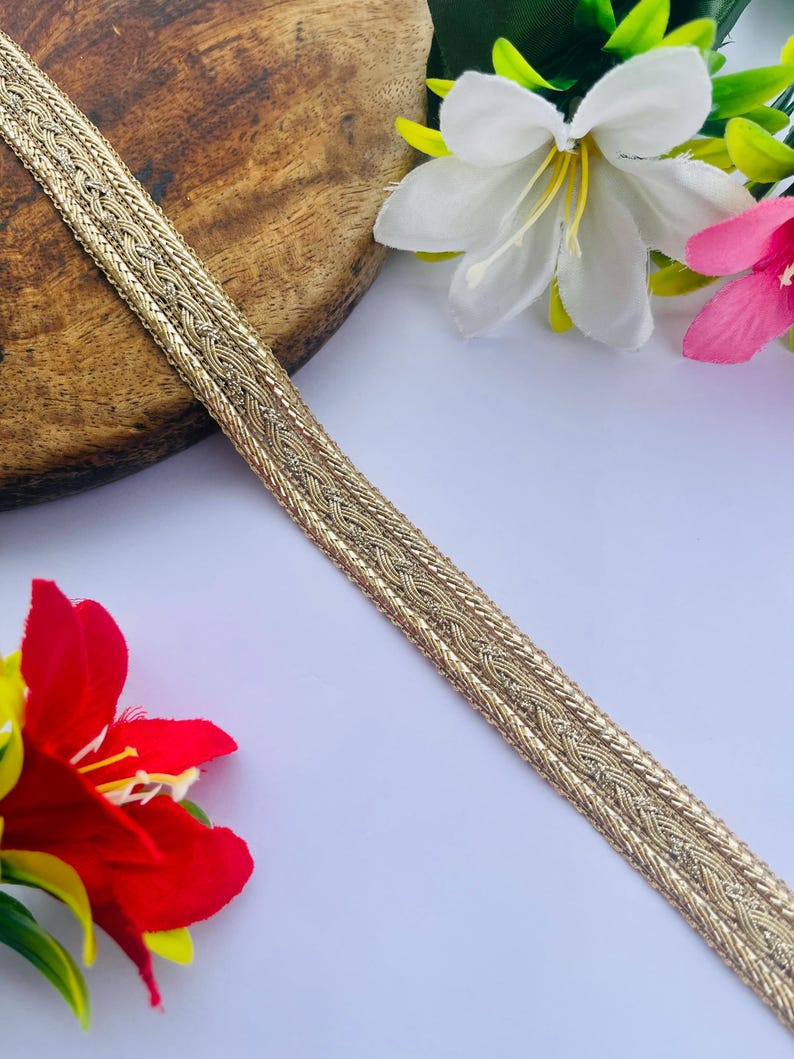 Elegant Gold Thin Trim – 1.5 Cm Wide for Sewing & DIY Projects, 1 Yard ...