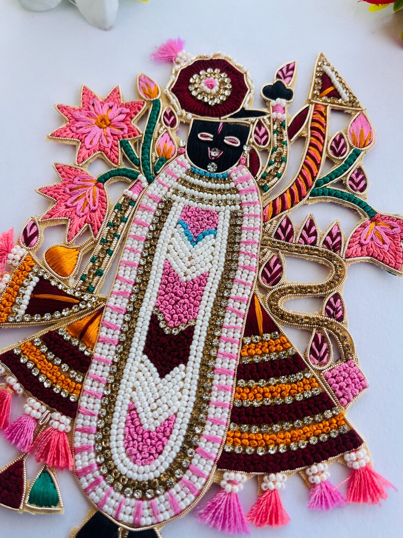 Handmade Shree Nathji Patch: Embroidered Lord Krishna Applique With ...