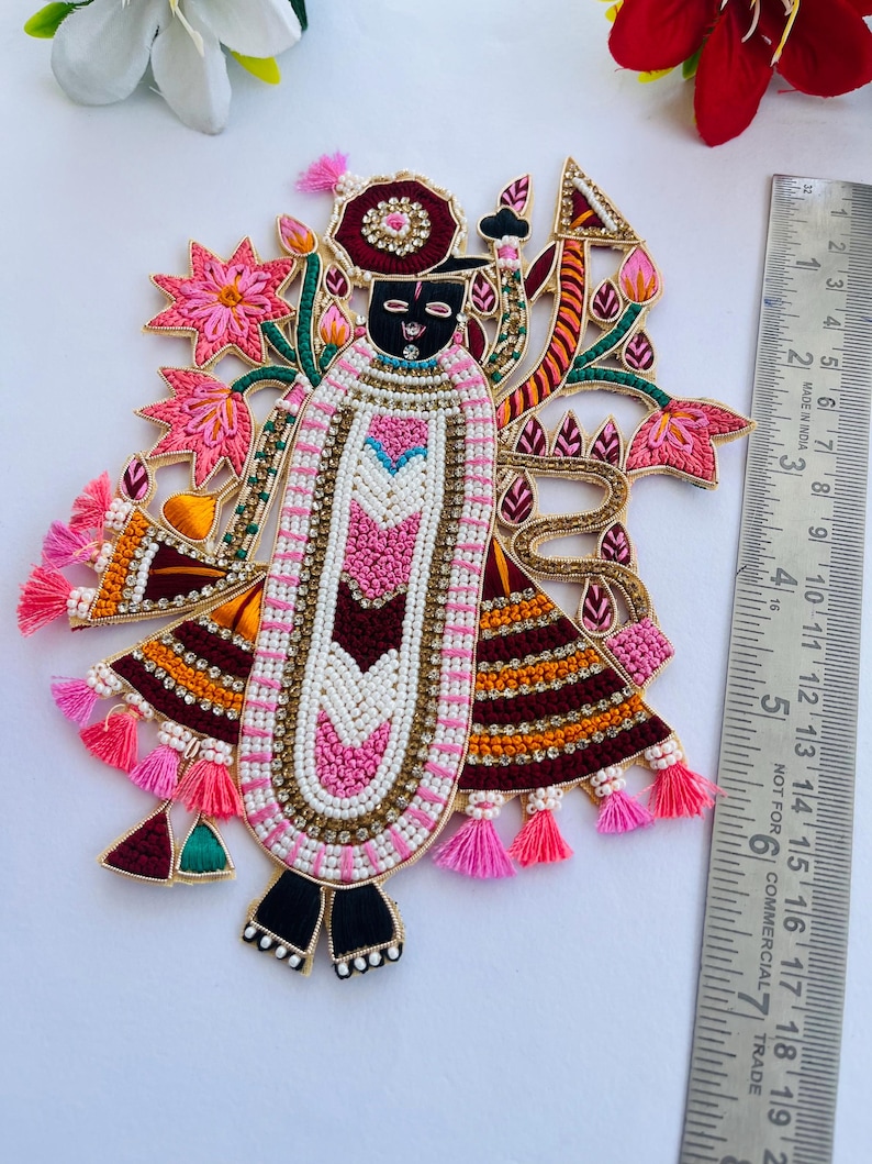 Handmade Shree Nathji Patch: Embroidered Lord Krishna Applique With ...