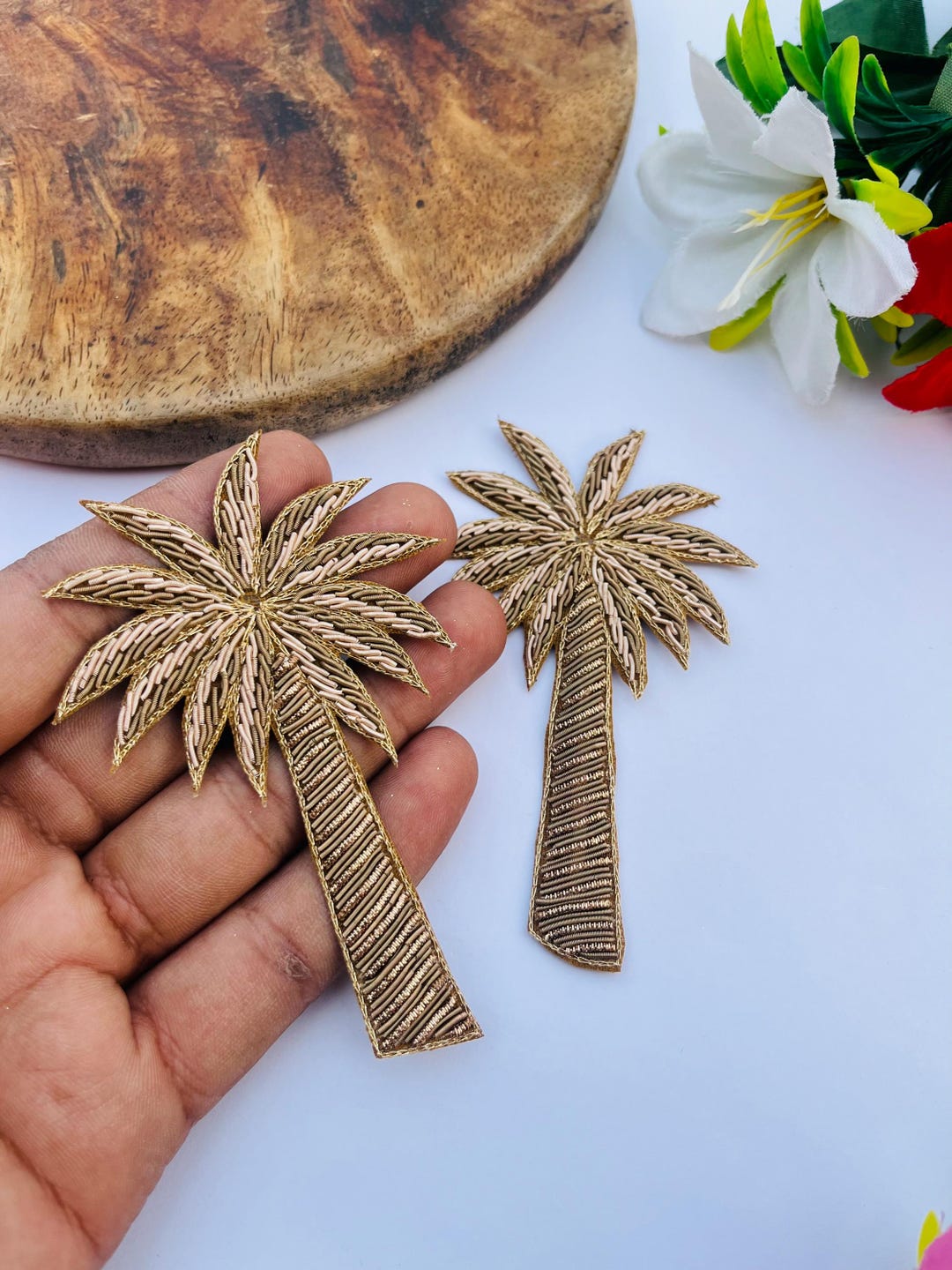 Handmade Zardozi Palm Tree Patch Set | Patch for Clothing DIY Crafts ...