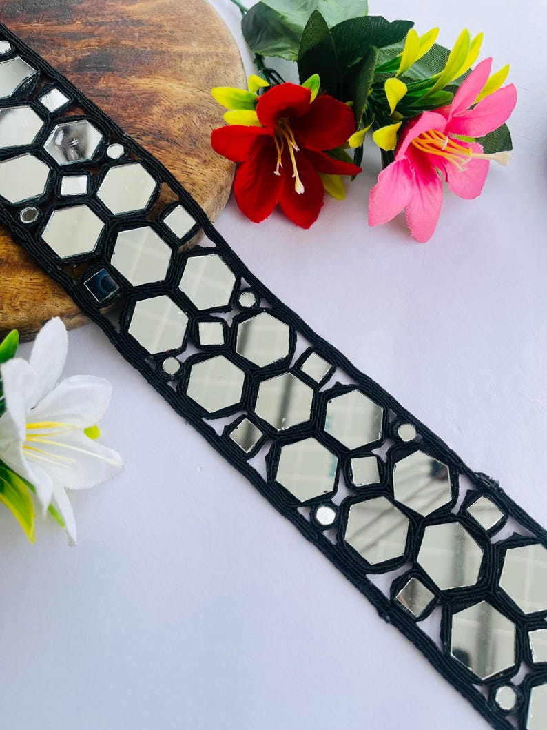 2.25 Inch Black Mirror Lace Trim – Designer Geometric Border, 1 Yard - Etsy