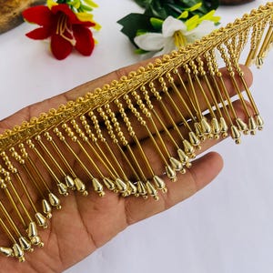 Gold Beaded Scalloped Fringe Lace - 2.75 Inch Wide Decorative Trim, 1 ...